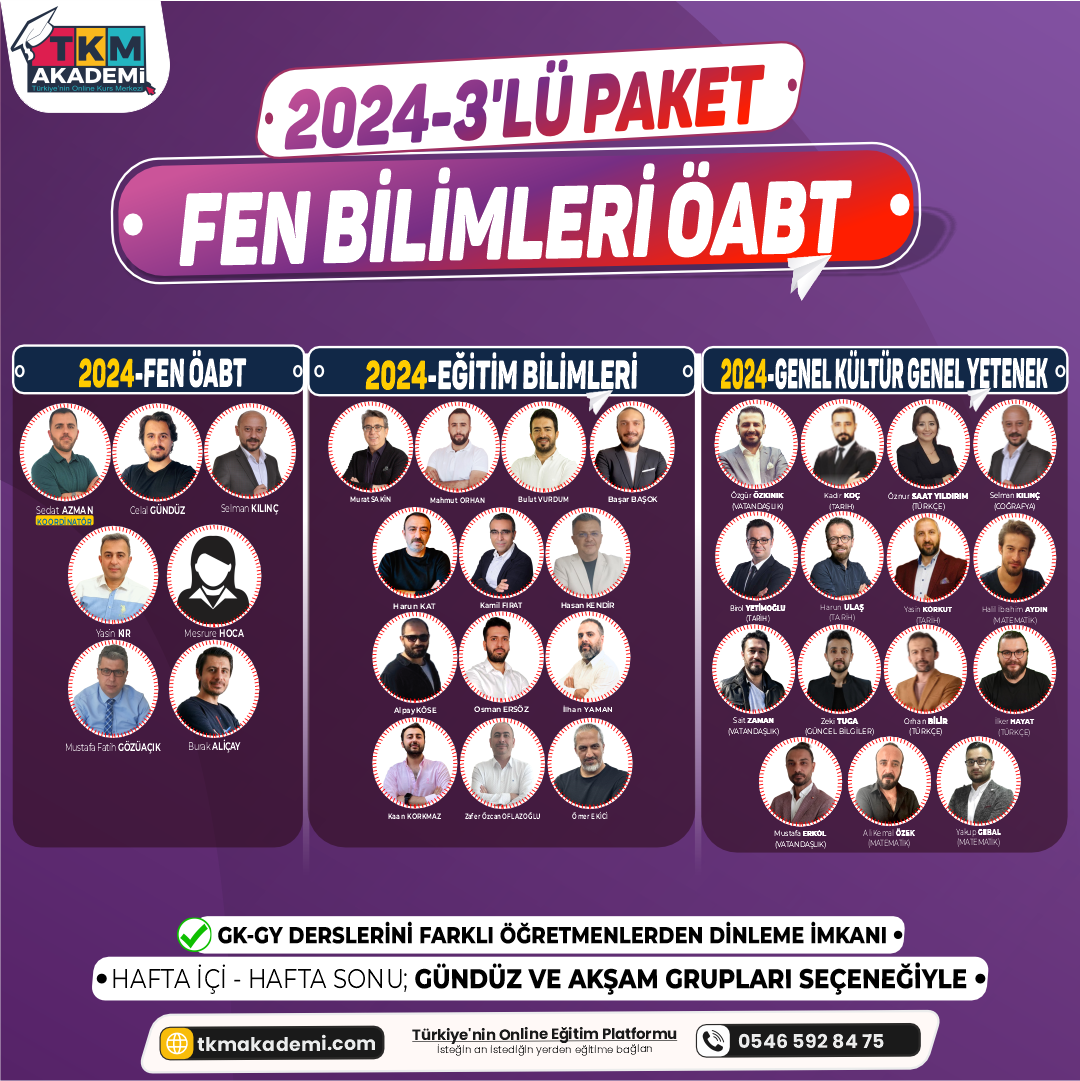 2024 Fen Bilimleri Öğretmenliği – TKM Akademi